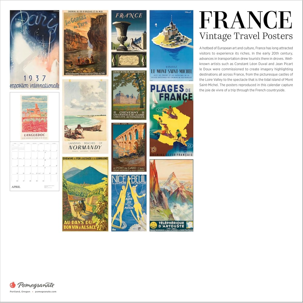 Köp France Vintage Travel Posters 2026 Wall Calender med snabb leverans ...