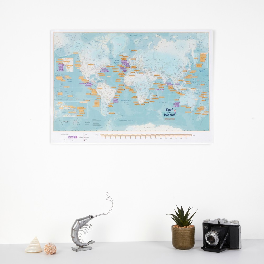 Köp Surf the World Collect & Scratch wall map Maps International med ...