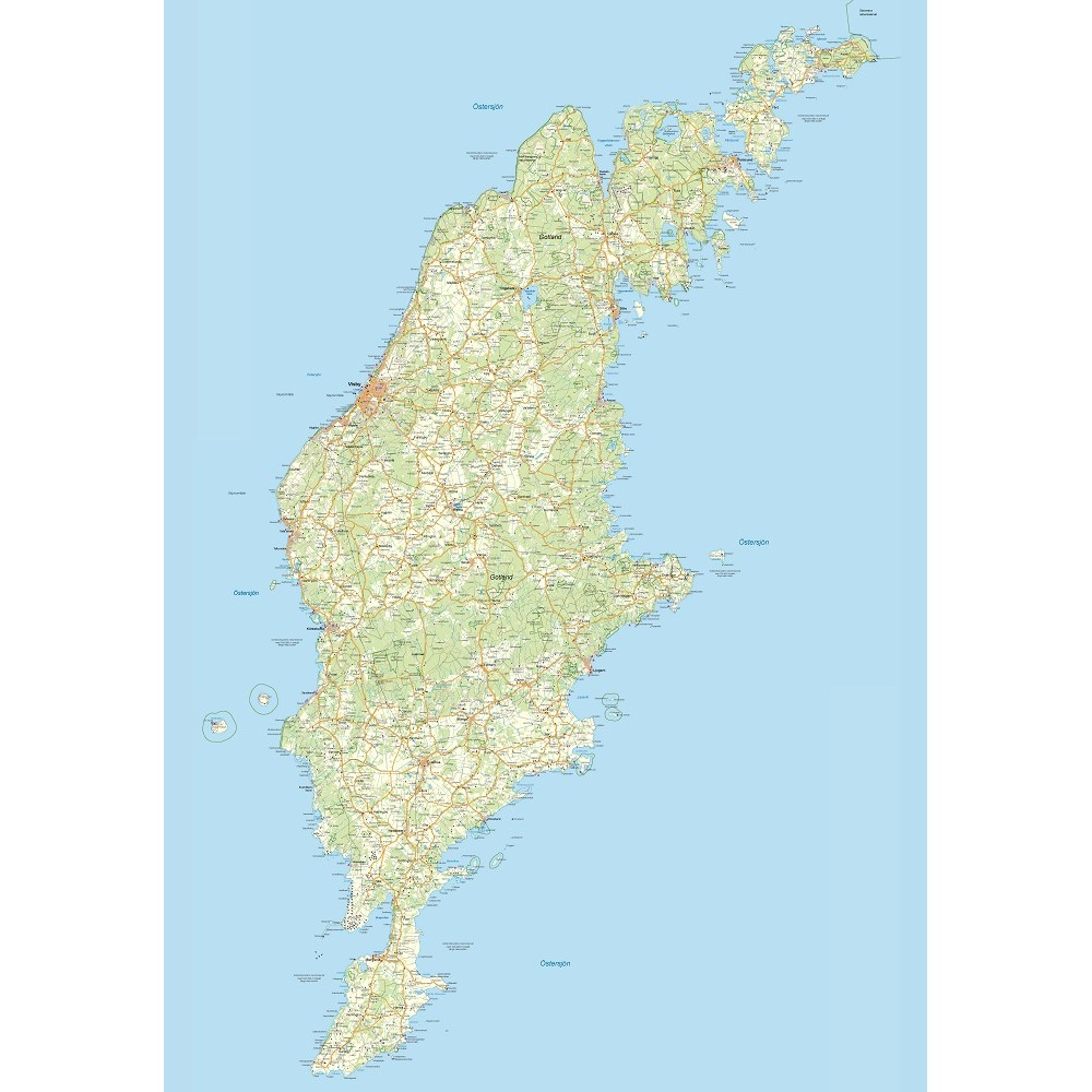 Köp Gotland väggkarta 70x100cm med snabb leverans - Kartbutiken.se