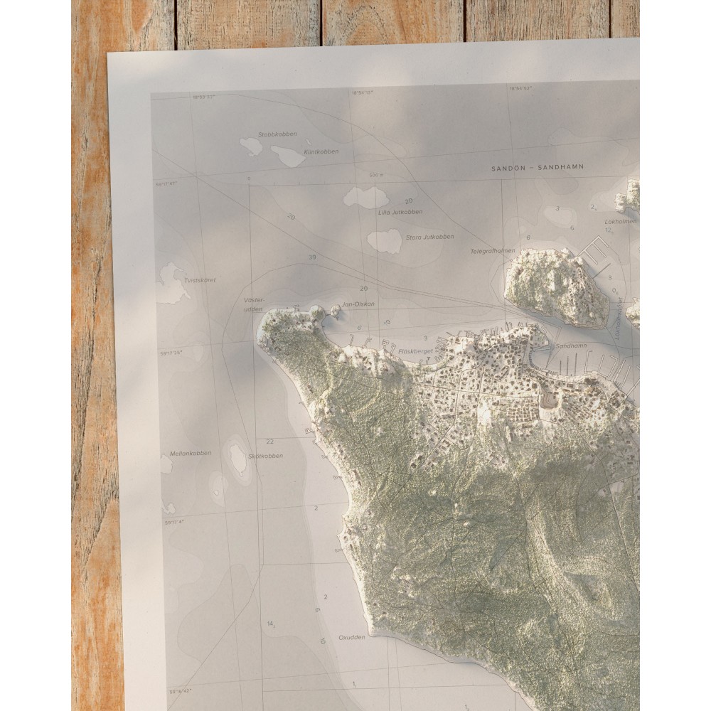 Köp Sandön Sandhamn 40x50cm Mapbits med snabb leverans - Kartbutiken.se