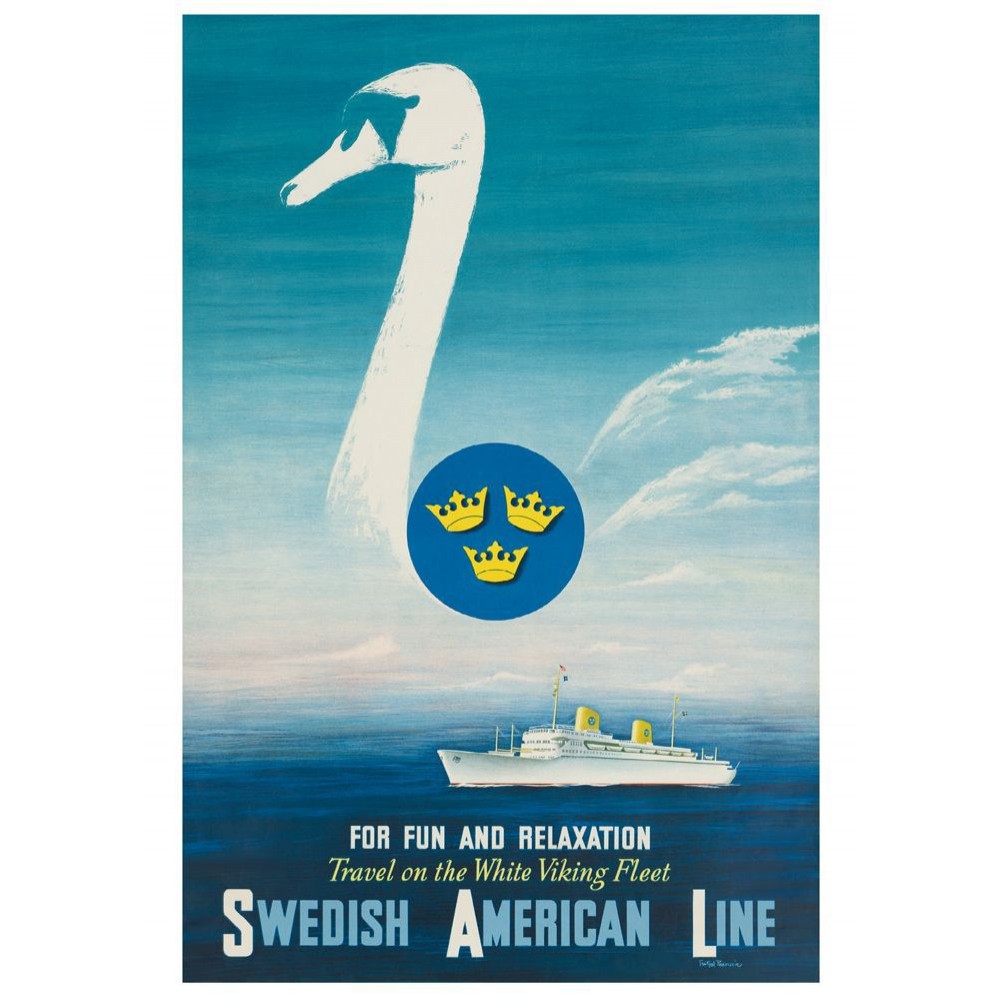 Köp Swedish American Line 1952, affisch 21x30cm med snabb leverans ...