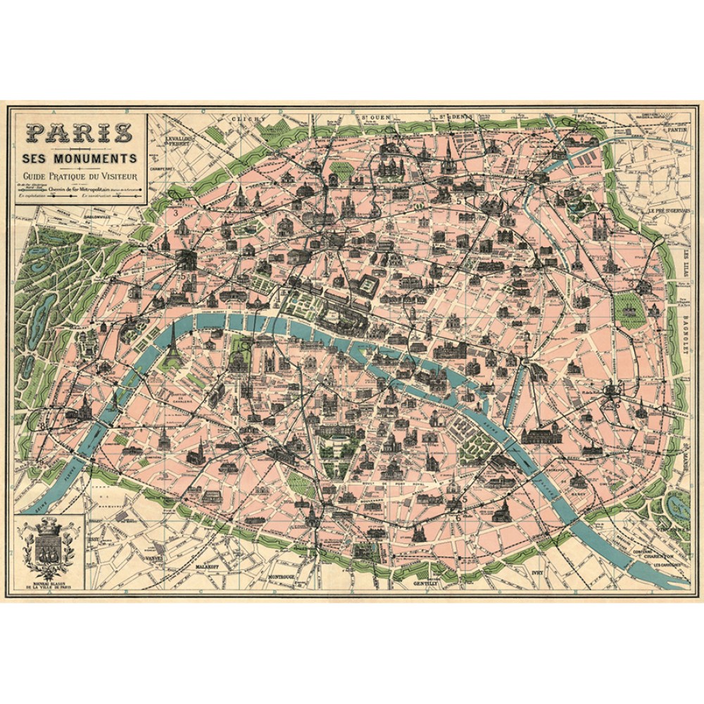 Köp Paris Map, 70x50cm poster med snabb leverans - Kartbutiken.se