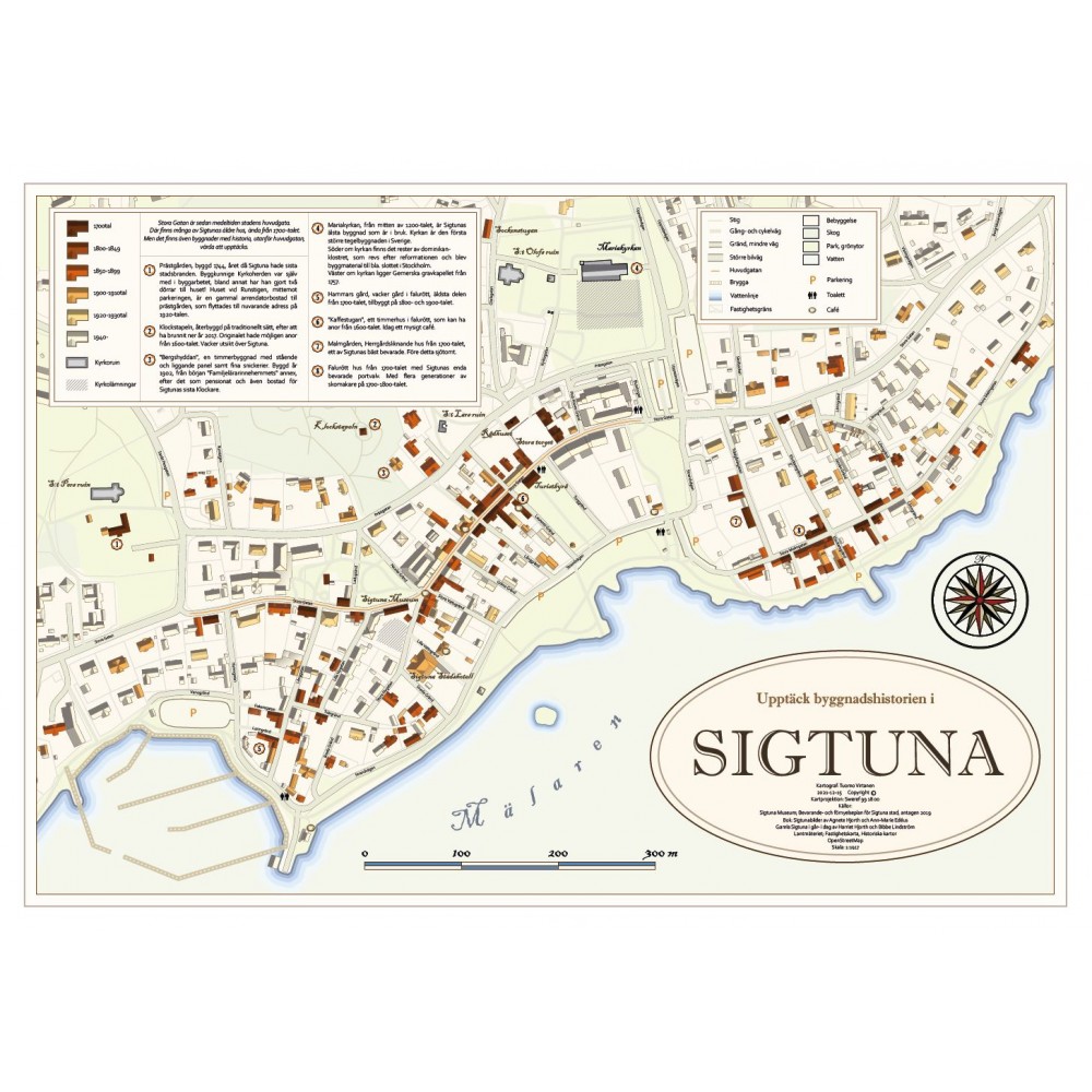 Köp Sigtuna Byggnadshistoria väggkarta med snabb leverans - Kartbutiken.se
