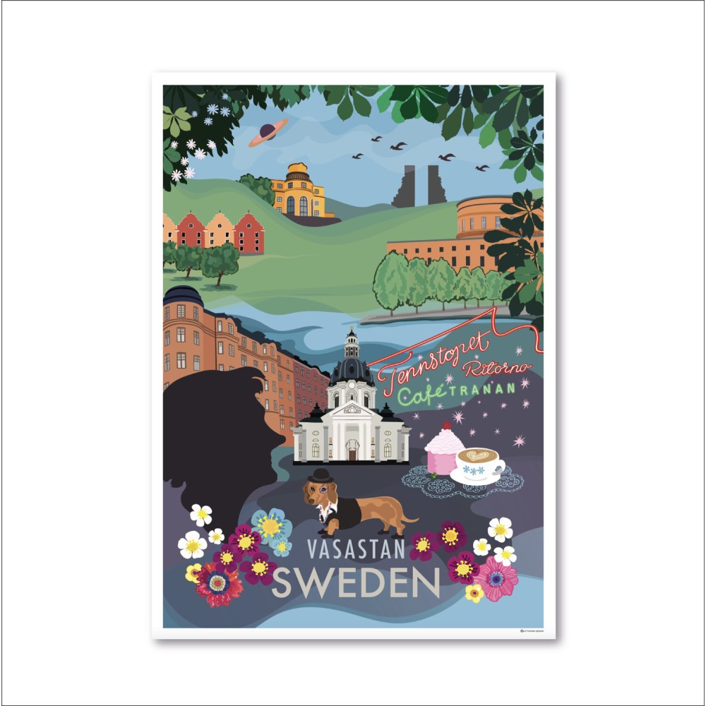 Köp Vasastan City Poster 50x70cm med snabb leverans - Kartbutiken.se